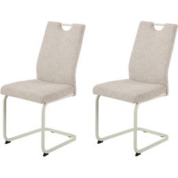 Freischwinger Hela "TIVOLI", beige (creme, perlwei&szlig;, perlwei&szlig;, creme), B:43,5cm H:97cm T:60,5cm, Metall, Polyester, Stoff, St&uuml;hle, Freischwinger, Freischwinger, Gestell Perlwei&szlig;, mit Griff, 140kg belastbar
