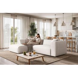 Ecksofa OTTO HOME "Merid L-Form, Sofa-Fix, B: 254 cm - OTTO. Verl&auml;ssliche Qualit&auml;t.", creme, B:254cm H:96cm T:160cm, 100% Polyester, Sofas, Ecksofa, Ottomane rechts/links, belastbar bis 460kg, nicht modulare Sofa