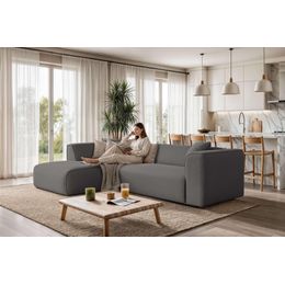 Ecksofa OTTO HOME "Merid L-Form, Sofa-Fix, B: 254 cm - OTTO. Verl&auml;ssliche Qualit&auml;t.", dunkelgrau, B:254cm H:96cm T:160cm, 100% Polyester, Sofas, Ecksofa, Ottomane rechts/links, belastbar bis 460kg, nicht modulare Sofa