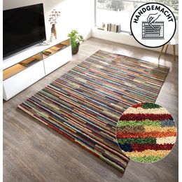 Wollteppich Theko "Gabbeh Multi, Handgefertigt, Teppich, meliert, reine Wolle" Gr. 3, bunt (multi), B:120cm H:15mm L:180cm, Wolle, Teppiche, Wohnzimmer, Schlafzimmer, Esszimmer
