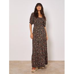 Maxikleid Apricot "Maxikleid", Damen, Gr. XS (34), N-Gr, schwarz, Obermaterial: 100% Viskose CV., gebl&uuml;mt, normal, eckiger Ausschnitt, Puff&auml;rmel, Kleider Maxikleid, mit elastischen Details