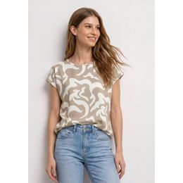 Hemdbluse Street One, Damen, Gr. 34, timeless beige, Stoff, 100% Viskose, gemustert, klassisch normal, V-Ausschnitt, normaler Saum, Blusen Hemdbluse, mit allover Print