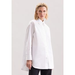 Hemdbluse Seidensticker, Damen, Gr. XS(34), wei&szlig;, 100% Baumwolle, unifarben, oversize, ohne Ausschnitt, Blusen Hemdbluse, 1/1 Kragen Uni