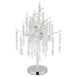Globo LIGHTING Tischleuchte "KINGA", silberfarben matt, 4, &Oslash; 41cm H: 67cm, 1 Stk., Leuchten, Design Tischlampe mit funkelndem Kristallglas, Tischleuchte