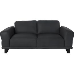 2-Sitzer W.Schillig "montanaa Designsofa mit erstklassigem Sitzkomfort, Federkern", schwarz (schwarz z59), B:192cm H:78cm T:94cm, Sofas, mit Metallkufen in Schwarz pulverbeschichtet, Breite 192 cm