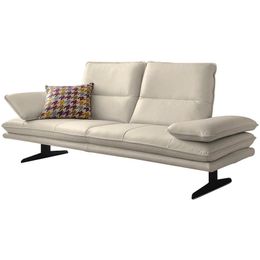 2-Sitzer W.Schillig "broadway, Designsofa mit tollem Sitzkomfort, Breite 216cm", grau (eisgrau z59), B:216cm H:94cm T:96cm, Longlife Xtra-Leder Z59: Glattleder mit modischer Pr&auml;gung. Hautst&auml;rke 0, 9 - 1, 1 mm, Sofas, Sitztiefenverstellung, Kopfteil- & Seitenteilverstellung, Breite 216cm