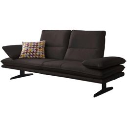 2-Sitzer W.Schillig "broadway, Designsofa mit tollem Sitzkomfort, Breite 216cm", braun (braun z59), B:216cm H:94cm T:96cm, Longlife Xtra-Leder Z59: Glattleder mit modischer Pr&auml;gung. Hautst&auml;rke 0, 9 - 1, 1 mm, Sofas, Sitztiefenverstellung, Kopfteil- & Seitenteilverstellung, Breite 216cm