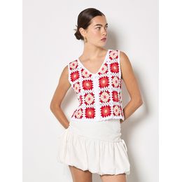 Stricktop Apricot "Top" Gr. 36, rot, Tops, Damen, S (36), Strick, Obermaterial: 88% Baumwolle CO. 12% Polyester PES., Stricktop, H&auml;keln