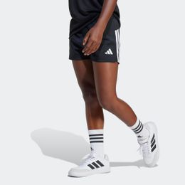 Shorts adidas Sportswear "JG TR-ES 3S SHO", M&auml;dchen, Gr. 128, N-Gr, schwarz-wei&szlig; (schwarz, wei&szlig;,), Obermaterial: 100% Polyester, Hosen Shorts