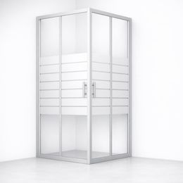 Eckdusche Welltime "New Trento mit Streifendekor", chromfarben streifendekor, B:80cm H:195cm T:80cm, Duschkabinen, Extrahohe 195cm, 6mm ESG, verbessertes Rollensystem, Streifendekor