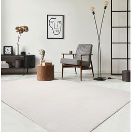 Teppich the carpet "kuschelig & Super Soft, Anti-Rutsch Unterseite", beige (creme), B:300cm H:16mm L:400cm, Polyester, Teppiche, Teppich, Waschbar bis 30 Grad, Felloptik, Wohnzimmer Teppich, Kundenliebling