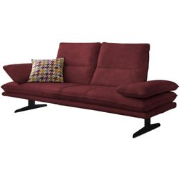 2-Sitzer W.Schillig "broadway, Designsofa mit tollem Sitzkomfort, Breite 216cm", rot (burgundy z69), B:216cm H:94cm T:96cm, Longlife Xtra-Leder Z69: Das feinnarbige, gedeckte Softleder Z69 besticht durch seine au&szlig;ergew&ouml;hnliche Weichheit im trendigen &raquo;Vintage-Look&laquo;, Hautst&auml;rke 0, 9 - 1, 1 mm, Sofas, Sitztiefenverstellung, Kopfteil- & Seitenteilverstellung, Breite 216cm