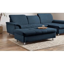 Stauraumhocker DOMO collection "FRANZI, elegant, komfortabel", blau (dunkelblau), B:131cm H:42cm T:61cm, Hocker, mit gro&szlig;em Stauraumfach