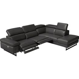 Ecksofa Egoitaliano "Candice, elegant, edel und bequem, erstklassiger Sitzkomfort, L-Form", schwarz, B:278cm H:100cm T:221cm, Leder &raquo;BULL&laquo; (echtes Rindsleder). Geschliffenes, pigmentiertes und behandeltes Rindsleder mit einer Dicke von 1, 3-1, 5 mm. Dieses Leder zeigt eine ziemlich weiche Hand mit einem halb undurchsichtigen Aussehen. Es handelt sich um ein gesch&uuml;tztes Leder. Eine leichte Deckschi