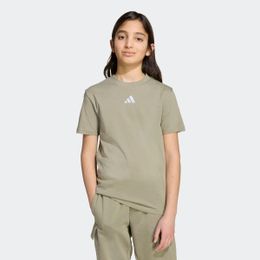 T-Shirt adidas Sportswear "J SL TEE 160", Jungen, Gr. 140, wei&szlig; (silber pebble, wei&szlig;), Obermaterial: 100% Baumwolle, normal, Rundhals, Shirts T-Shirt, f&uuml;r Kinder, mit Rundhalsausschnitt, ohne Verschluss, pflegeleicht