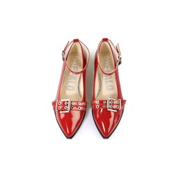 High-Heel-Pumps Buffalo "Buffalo Ankle -Vegan Patent", Damen, Gr. 38, rot, Kunstfaser, unifarben, Schuhe