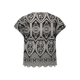 BETTY & CO Hemdbluse BETTY & CO "Damen mit Stickerei", Damen, Gr. 40, schwarz, wei&szlig;, Obermaterial: 100% Polyester, 100% Baumwolle, gerade normal, Rundhals, Blusen Hemdbluse