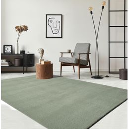Teppich the carpet "kuschelig & Super Soft, Anti-Rutsch Unterseite", gr&uuml;n, B:60cm H:16mm L:110cm, Polyester, Teppiche, Teppich, Waschbar bis 30 Grad, Felloptik, Wohnzimmer Teppich, Kundenliebling