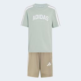 Trainingsanzug adidas Sportswear "ADIDAS COLLEGIATE KIDS SET", Jungen, Gr. 98, wonder sage, Obermaterial: 100% Baumwolle. Obermaterial Hose: 100% Polyester, Sportanz&uuml;ge Trainingsanzug