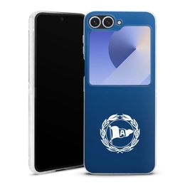 DeinDesign Galaxy Z Flip 6 Handy Hard Case Schutzh&uuml;lle transparent Smartphone Handy H&uuml;lle Arminia Bielefeld Official Licensed Product Soccer Hard Case