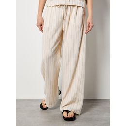 Leinenhose Apricot "Hose", Damen, Gr. XS (34), N-Gr, beige (stein), gewebt, Obermaterial: 93% Viskose CV. 6% Leinen LI. 1% Lyocell CLY., Hosen, mit Nadelstreifen