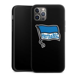 DeinDesign iPhone 12 Pro Handy Premium Silikon H&uuml;lle Handyh&uuml;lle schwarz Case Official Licensed Product Logo Hertha Bsc Silikon Premium Case
