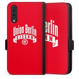 DeinDesign Galaxy A50 Handy Klapph&uuml;lle Handyh&uuml;lle aus Kunst Leder schwarz Flip Case Fcu Official Licensed Product 1. Fc Union Berlin Sideflip mit Lasche