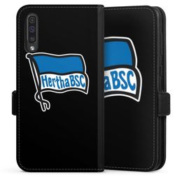 DeinDesign Galaxy A50 Handy Klapph&uuml;lle Handyh&uuml;lle aus Kunst Leder schwarz Flip Case Official Licensed Product Logo Hertha Bsc Sideflip mit Lasche