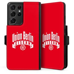 DeinDesign Galaxy S21 Ultra 5G Handy Klapph&uuml;lle Handyh&uuml;lle aus Kunst Leder schwarz Flip Case Fcu Official Licensed Product 1. Fc Union Berlin Sideflip mit Lasche