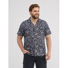 Kurzarmhemd Lerros "Kurzarmhemd mit Print aus Baumwolle in gro&szlig;en Gr&ouml;&szlig;en", Herren, Gr. 4XL, Normalgr&ouml;&szlig;en, blau (classic navy), 100% Baumwolle, Hemden