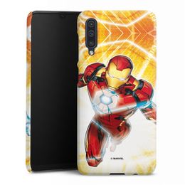 DeinDesign Galaxy A50 Handy Premium Case Smartphone Handyh&uuml;lle Schutzh&uuml;lle matt Marvel Iron Man Fire Premium Case