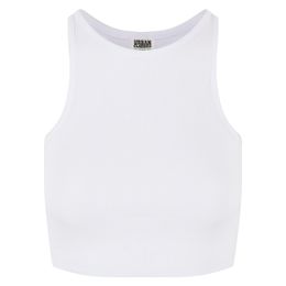 Muskelshirt Urban Classics "Urban Classics Damen Ladies Organic Cropped Rib Top", Damen, Gr. M, wei&szlig;, 95% Baumwolle, 5% Elasthan, unifarben, normal, Rundhals, Shirts