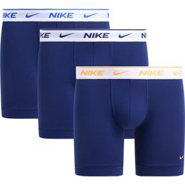 Boxer NIKE UNDERWEAR "BOXER BRIEF 3PK", Herren, Gr. S, 3 Stk., bl vd, wht wb un gld, bl vd, un bl log, Jersey, Obermaterial: 95% Baumwolle, 5% Elasthan, k&ouml;rpernah, Unterhosen, mit Logo-Elastikbund