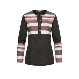 Sweater CLOUD 5IVE "CLOUD 5IVE Sweater mit Knopfleiste", Damen, Gr. L, grau, 88% Polyester, 12% Viskose, Sweatshirts Sweater