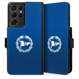 DeinDesign Galaxy S21 Ultra 5G Handy Klapph&uuml;lle Handyh&uuml;lle aus Kunst Leder schwarz Flip Case Arminia Bielefeld Soccer Official Licensed Product Sideflip mit 