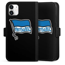 DeinDesign iPhone 11 Handy Klapph&uuml;lle Handyh&uuml;lle aus Kunst Leder schwarz Flip Case Official Licensed Product Logo Hertha Bsc Sideflip mit Lasche