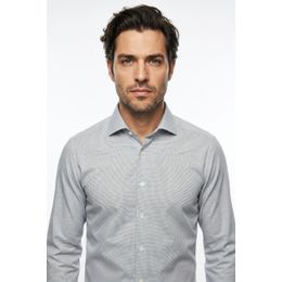 Langarmhemd OLYMP "Luxor", Herren, Gr. 39, N-Gr, marine, Web, Obermaterial: 100% Baumwolle, tailliert normal, 2-Knopf-Manschette, Hemden, Businesshemd, Royal-Kentkragen, modern fit