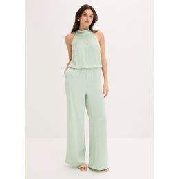 bonprix Overall aus strukturiertem Satin, gr&uuml;n, Gr.46, Modern und feminin: Neckholder-Overall aus strukturiertem Satin im Boxy-Shape und leicht ausgestellt