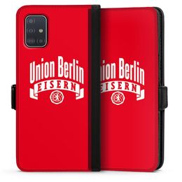 DeinDesign Galaxy A51 Handy Klapph&uuml;lle Handyh&uuml;lle aus Kunst Leder schwarz Flip Case Fcu Official Licensed Product 1. Fc Union Berlin Sideflip mit Lasche
