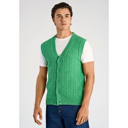 Strickweste LINDBERGH "Pullunder Relaxed Fit", Herren, Gr. L, bright gr&uuml;n mel, Obermaterial: 80% Wolle, 20% Nylon, Westen Strickweste