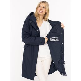 Kurzmantel Zwillingsherz "Keep Smiling", Damen, Gr. L, marine, Web, Obermaterial: 100% Polyester, unifarben, oversize ca. Mitte Oberschenkel, ohne Ausschnitt, gerader Abschluss, M&auml;ntel Kurzmantel, Kapuze, verdeckter Rei&szlig;verschluss, Oversize