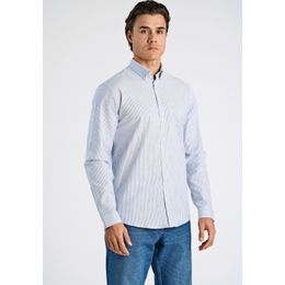 Businesshemd LINDBERGH "Oxford-Hemd Relaxed Fit", Herren, Gr. L, Normalgr&ouml;&szlig;en, blau (mid blau), Obermaterial: 98% Baumwolle, 2% Elasthan, Hemden