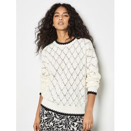 Strickpullover Apricot "Pullover", Damen, Gr. XS (34), wei&szlig;, Strick, Obermaterial: 61% Baumwolle CO. 39% Polyacryl PAN., uni, Pullover Strickpullover, mit Blanket-Stich