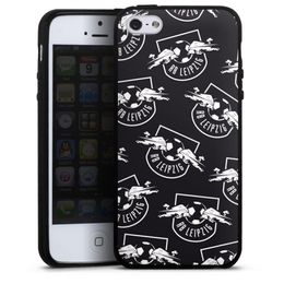 DeinDesign iPhone SE (2016-2019) Handy Silikon H&uuml;lle Case schwarz Handyh&uuml;lle Rb Leipzig Muster Logo