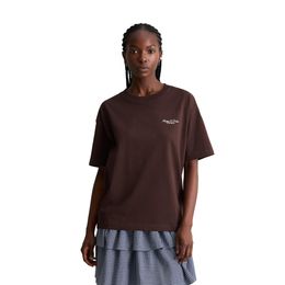 Marc O'Polo T-Shirt MARC O'POLO DENIM "aus Organic Cotton", Damen, Gr. L, braun (burnt aubergine), Obermaterial: 100% Baumwolle, unifarben, Basic, relaxed fit, Rundhals, Shirts T-Shirt