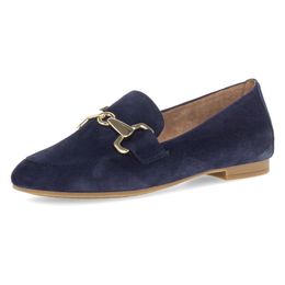 Slipper Gabor, Damen, Gr. 37, blau (dunkelblau), Ziegenveloursleder, unifarben, Schuhe Slipper, Loafer, Halbschuh, Businessschuh mit edler Zierschnalle