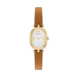 Quarzuhr Emporio Armani "SINFONIA", braun, Armbanduhren, Damen, Quarzuhr, Armbanduhr, Damenuhr, Lederarmband, analog