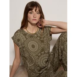 Druckbluse Apricot "Bluse", Damen, Gr. XS (34), gr&uuml;n (khaki), gewebt, Obermaterial: 100% Viskose LENZING ECOVERO CV LenzEcov., gemustert, Gerade, Blusen Druckbluse, mit Webmuster