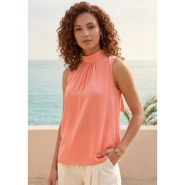 Chiffonbluse Laura Scott, Damen, Gr. 40, coralle, Chiffon, Obermaterial: 100% Polyester. Futter: 100% Polyester, unifarben, figurumspielend h&uuml;ftlang, hoch geschlossener Ausschnitt, Blusen Chiffonbluse, hoch geschlossener Ausschnitt mit Schleifen-Detail
