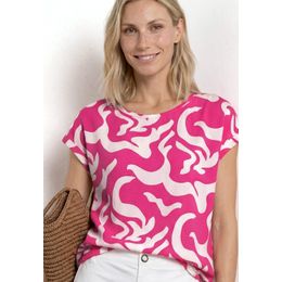 Hemdbluse Street One, Damen, Gr. 34, magenta dream, Stoff, 100% Viskose, gemustert, klassisch normal, V-Ausschnitt, normaler Saum, Blusen Hemdbluse, mit allover Print